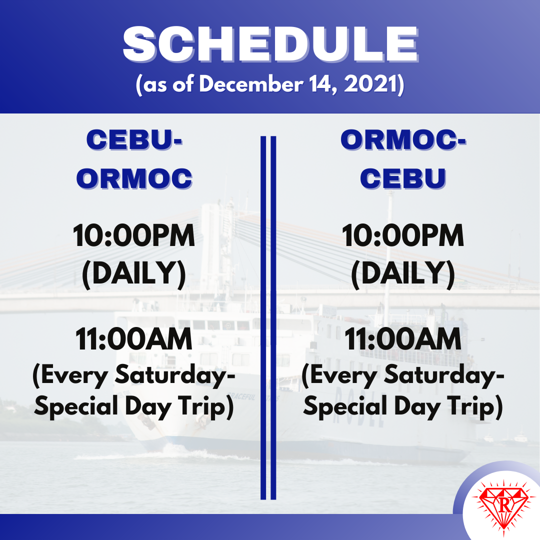 Cebu – Ormoc – Cebu Schedule update as of December 14, 2021 | Roble ...